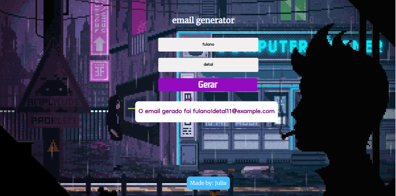 GitHub - juliatlrc/email-generator: Projeto pessoal criado com HTML, CSS e Javascript com o ...