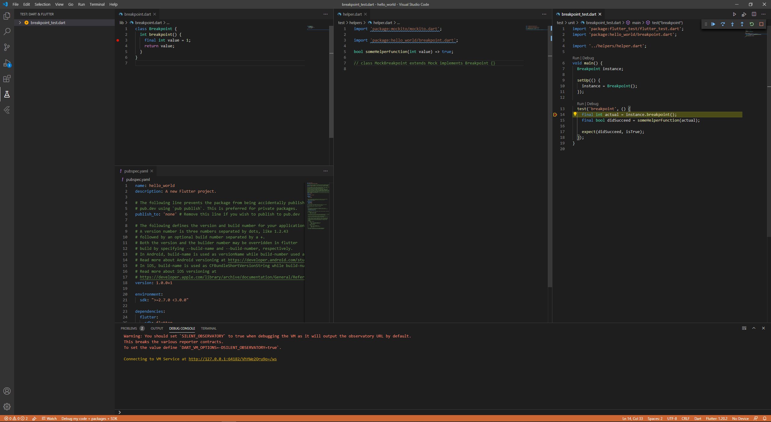 Unverified Breakpoint While Running Tests · Issue 2742 · Dart Codedart Code · Github