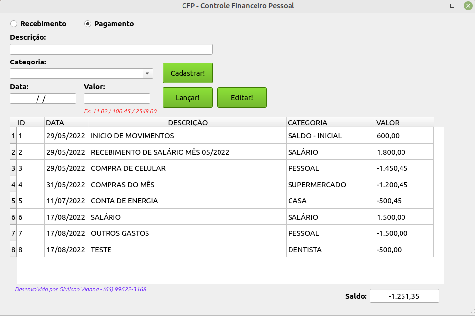 GitHub - GiulianoVianna/CFP_Controle_Finan-as_Pessoal: Controle financeiro pessoal desenvolvido ...