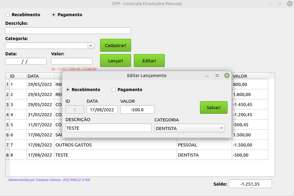 GitHub - GiulianoVianna/CFP_Controle_Finan-as_Pessoal: Controle financeiro pessoal desenvolvido ...