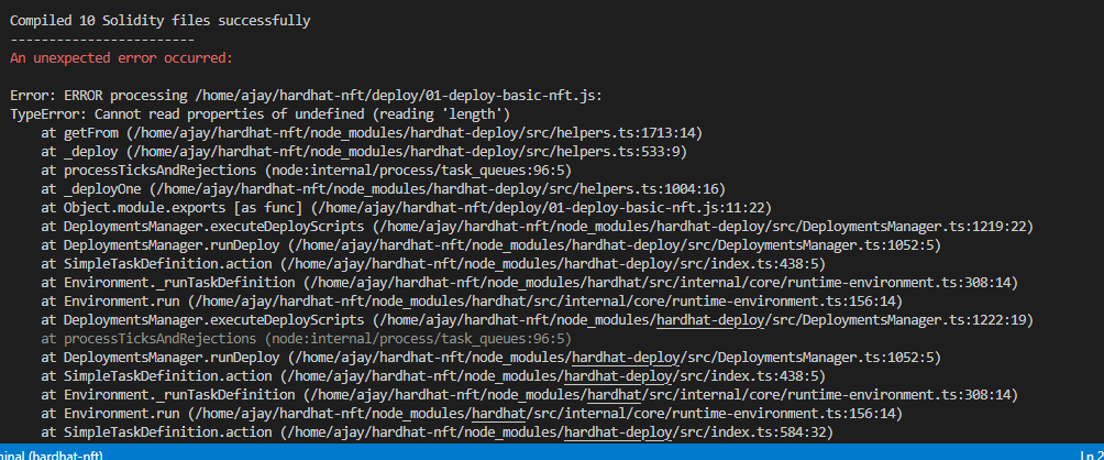 Lesson 14-Error in 01-deploy-basic-nft.js · smartcontractkit full-blockchain-solidity-course-js ...