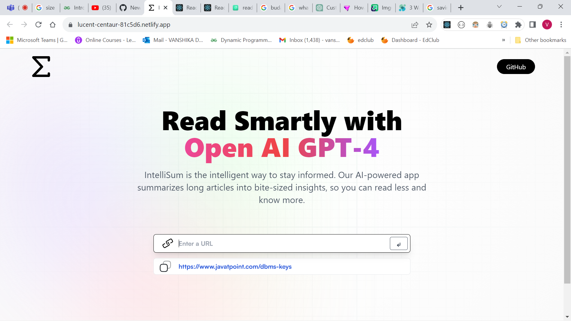 GitHub - Vanshika-Dargan/IntelliSum: Intellisum is an application that ...