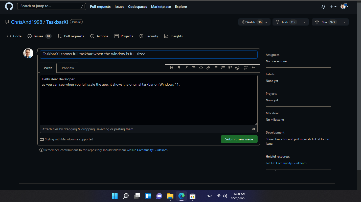 TaskbarXI shows full taskbar when the window is full sized · Issue #140 · ChrisAnd1998/TaskbarXI ...