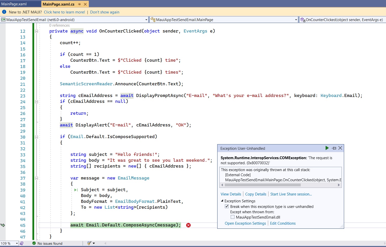 Sending e-mail works in Android but not in Windows · Issue #7826 ...