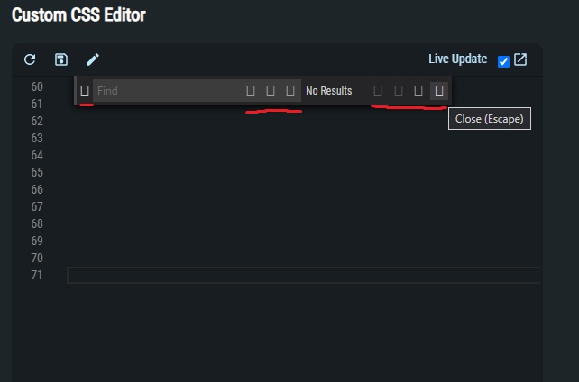 Bug Custom Css Editor Missing Icons · Issue 59 · Notmike101
