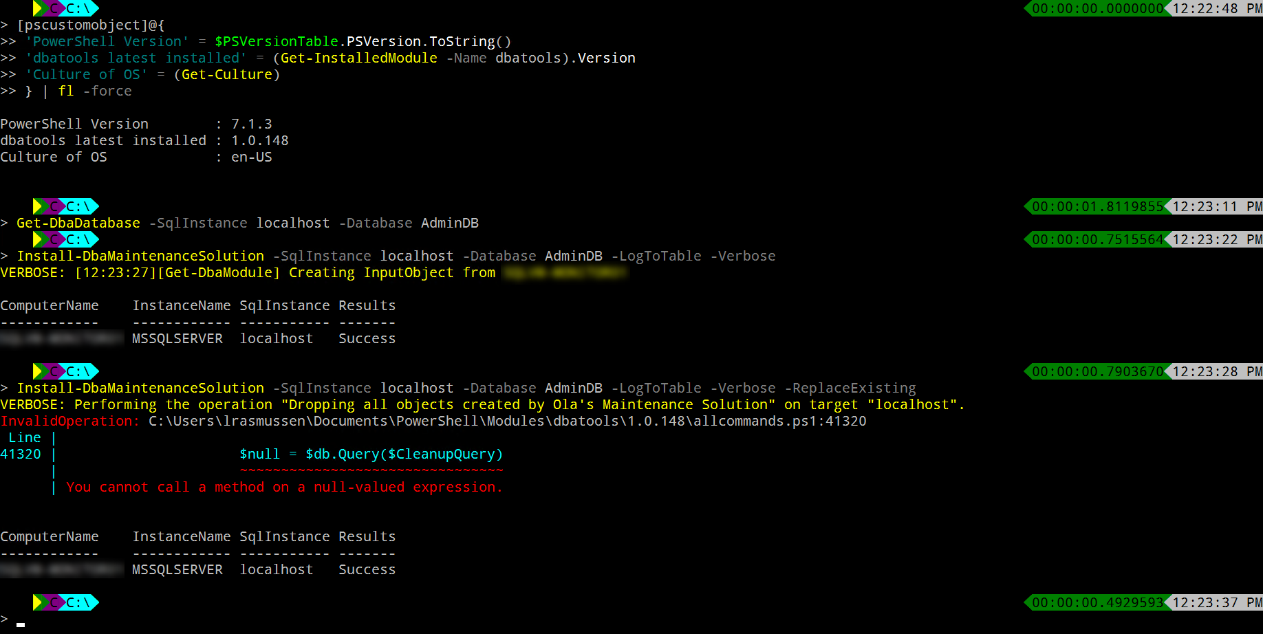 [Bug] Install-DbaMaintenanceSolution returns Success when target database does not exist · Issue ...
