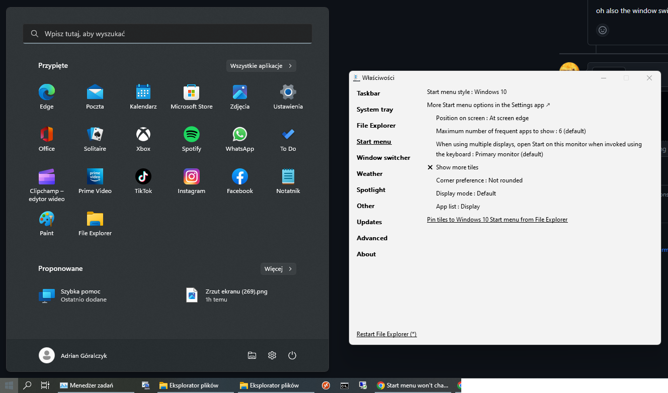 Start menu won't change · Issue #1253 · valinet/ExplorerPatcher · GitHub