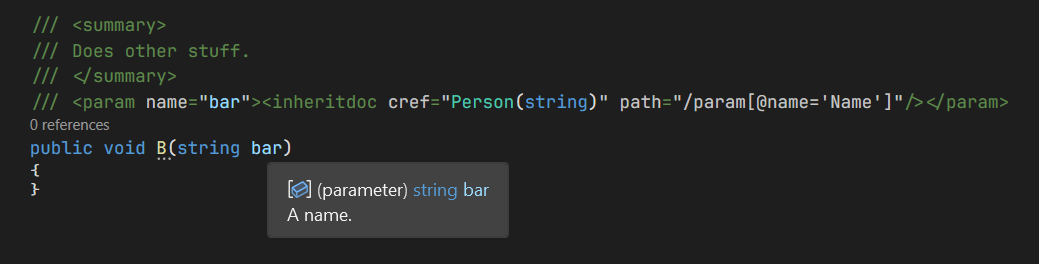 Inheritdoc doesn't work with path="/param[@name=' ']" · Issue #67325 · dotnet/roslyn · GitHub