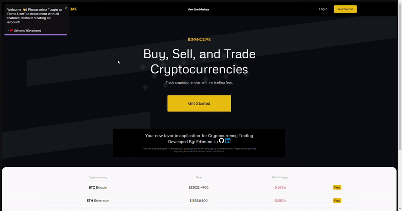 GitHub - edmundj0/binance: binance.me is a simulated cryptocurrency trading platform for users ...