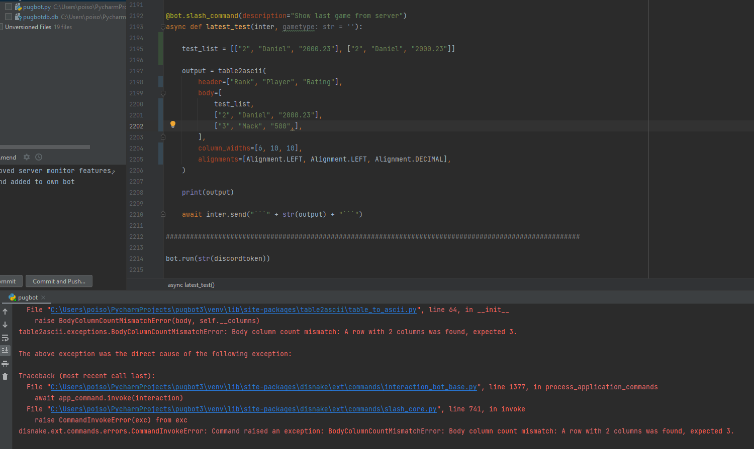 How to add items iteratively to the body? · Issue #106 · DenverCoder1/table2ascii · GitHub