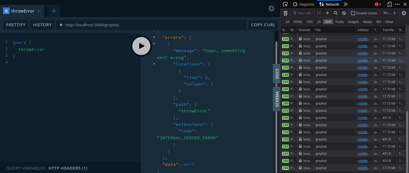 Graphql Error Not Formatted Properly When It Returns A 4xx Or 5xx Status · Issue 2940
