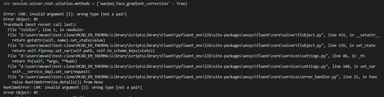 Not able to switch on "warped_face_gradient_correction" option using Fluent settings API · Issue ...