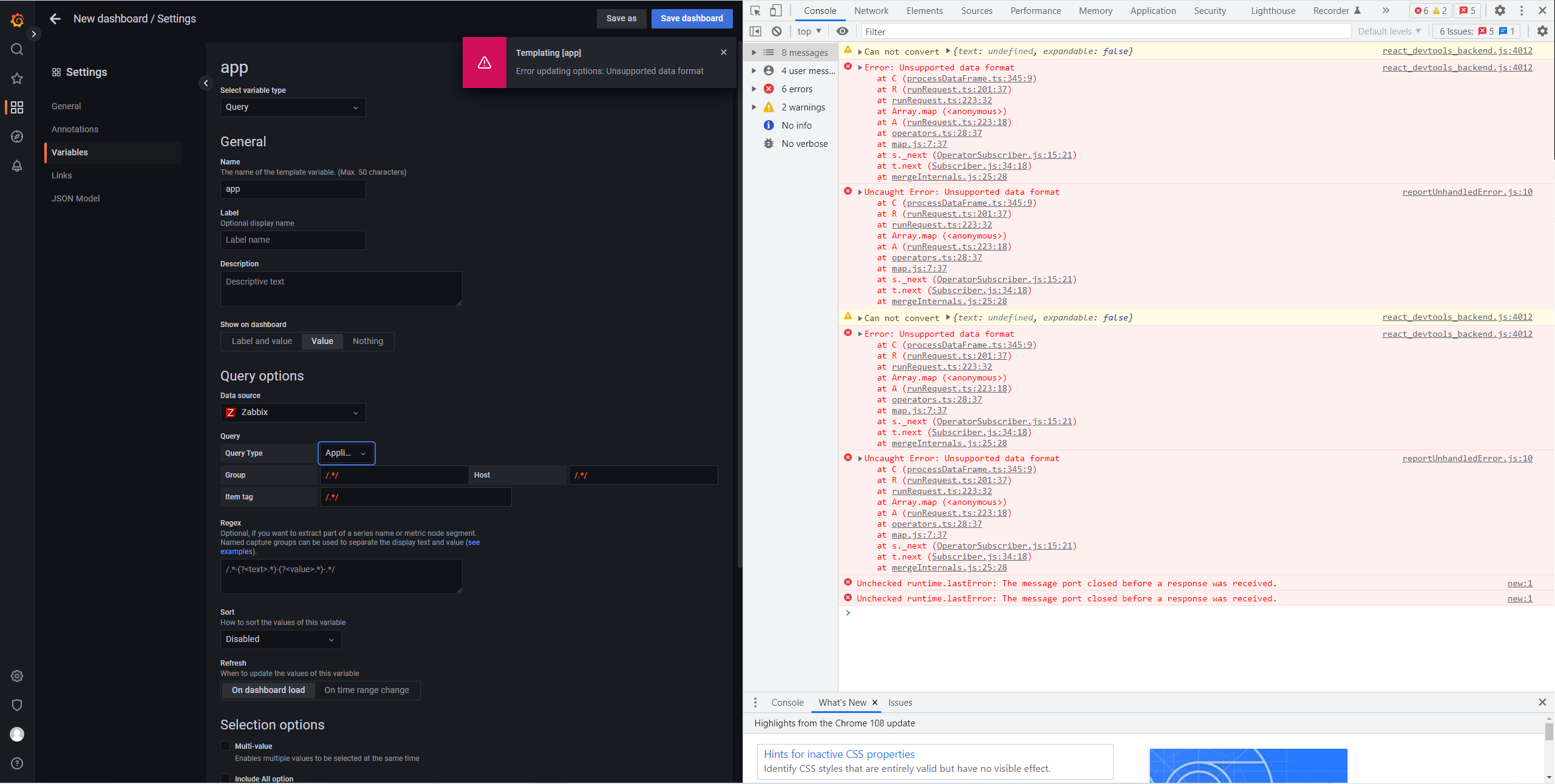 query type of "Application" not working · Issue #1553 · grafana/grafana-zabbix · GitHub