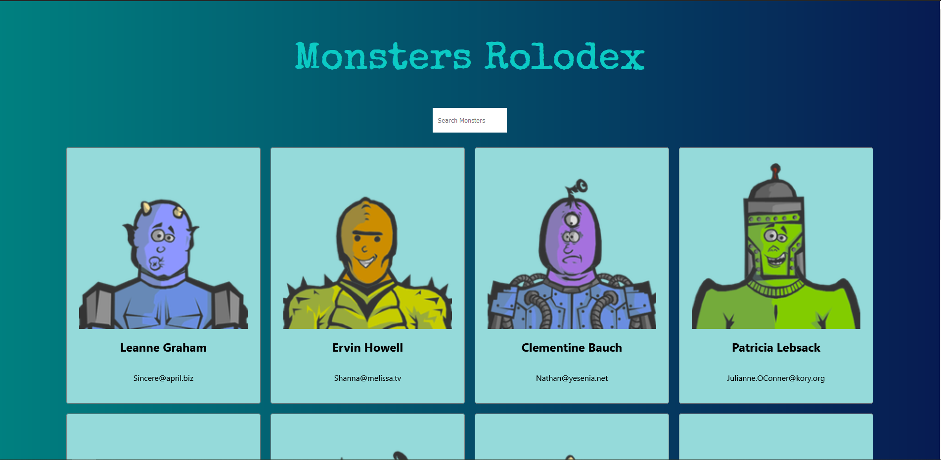 GitHub - AnimasianX/monster-rolodex: React application where theres a list of monsters with ...