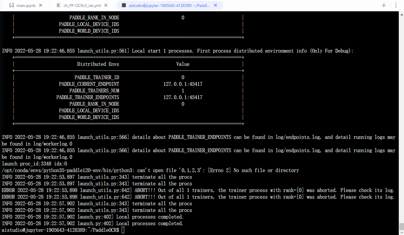 Paddleocr多卡训练时报错 · Issue 6423 · Paddlepaddlepaddleocr · Github 