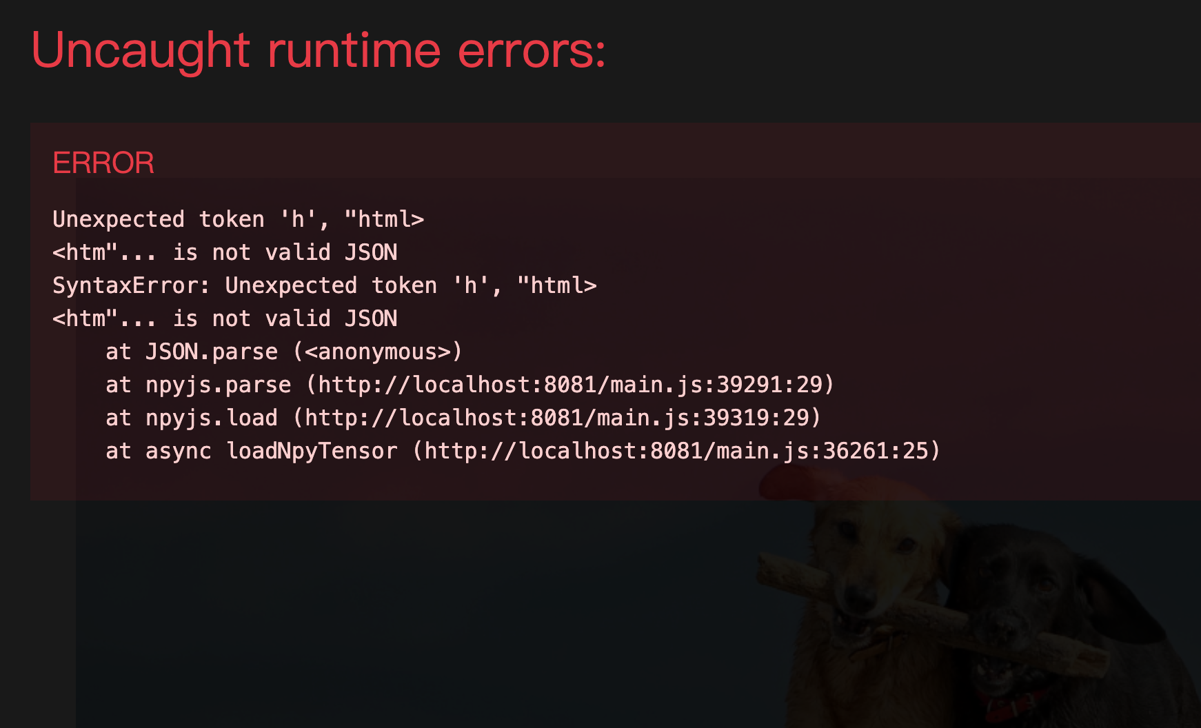 the web demo local deploy throw error "Unexpected token 'h', "html> ... " · Issue #416 ...