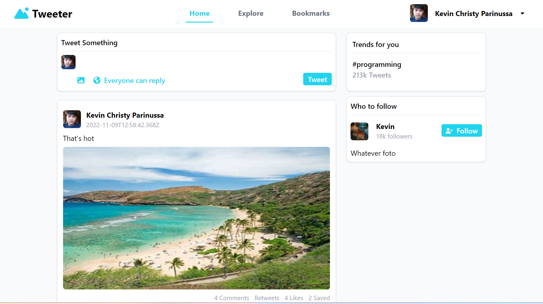 Github Kevincp17tweeter Reactjs This Project Is A Clone Of Twitter This App Uses Reactjs