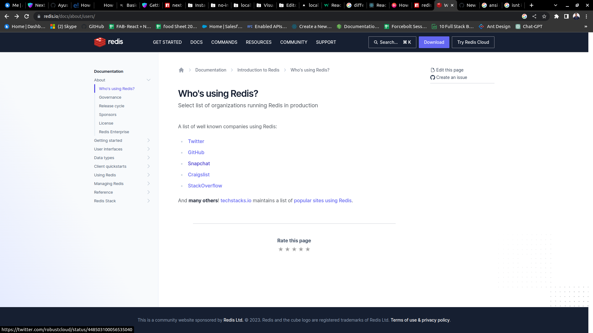 There Is An Issue In Whos Using Redis Tab · Issue 2376 · Redisredis