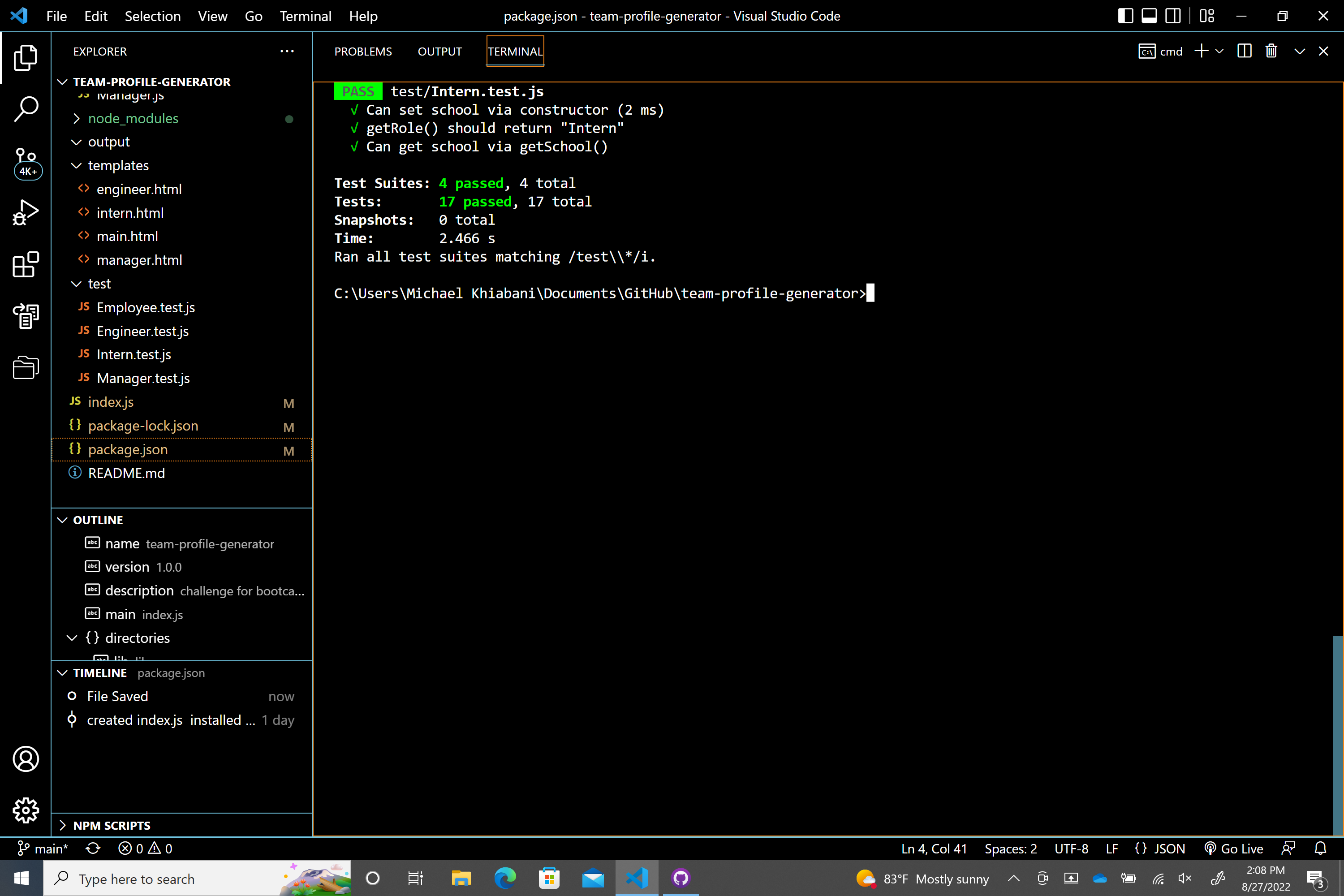 GitHub - cykj40/team-profile-generator