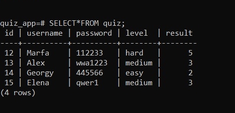 GitHub - JuliaKull/quizApp: quiz application with DB connection