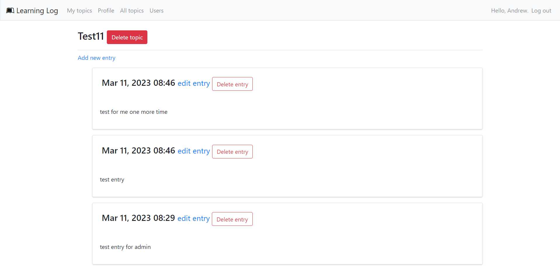 GitHub - Andrew1399/learning_log: Application for creating topics and ...