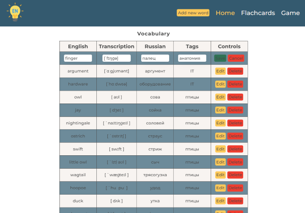 GitHub - Ann-uta/vocabulary: Learn new words with flashcards