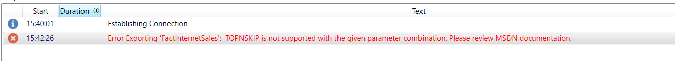 Error Exporting: TOPNSKIP is not supported with the given parameter combination · Issue #472 ...