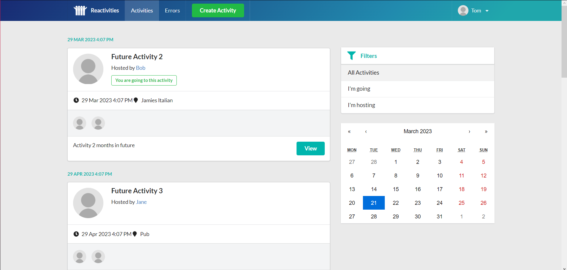 GitHub - TomaBucur/Reactivities