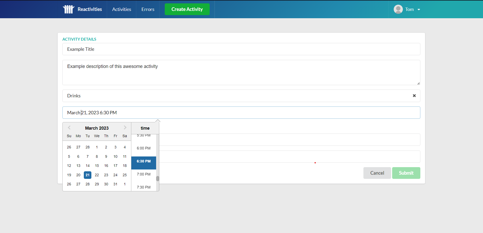 GitHub - TomaBucur/Reactivities