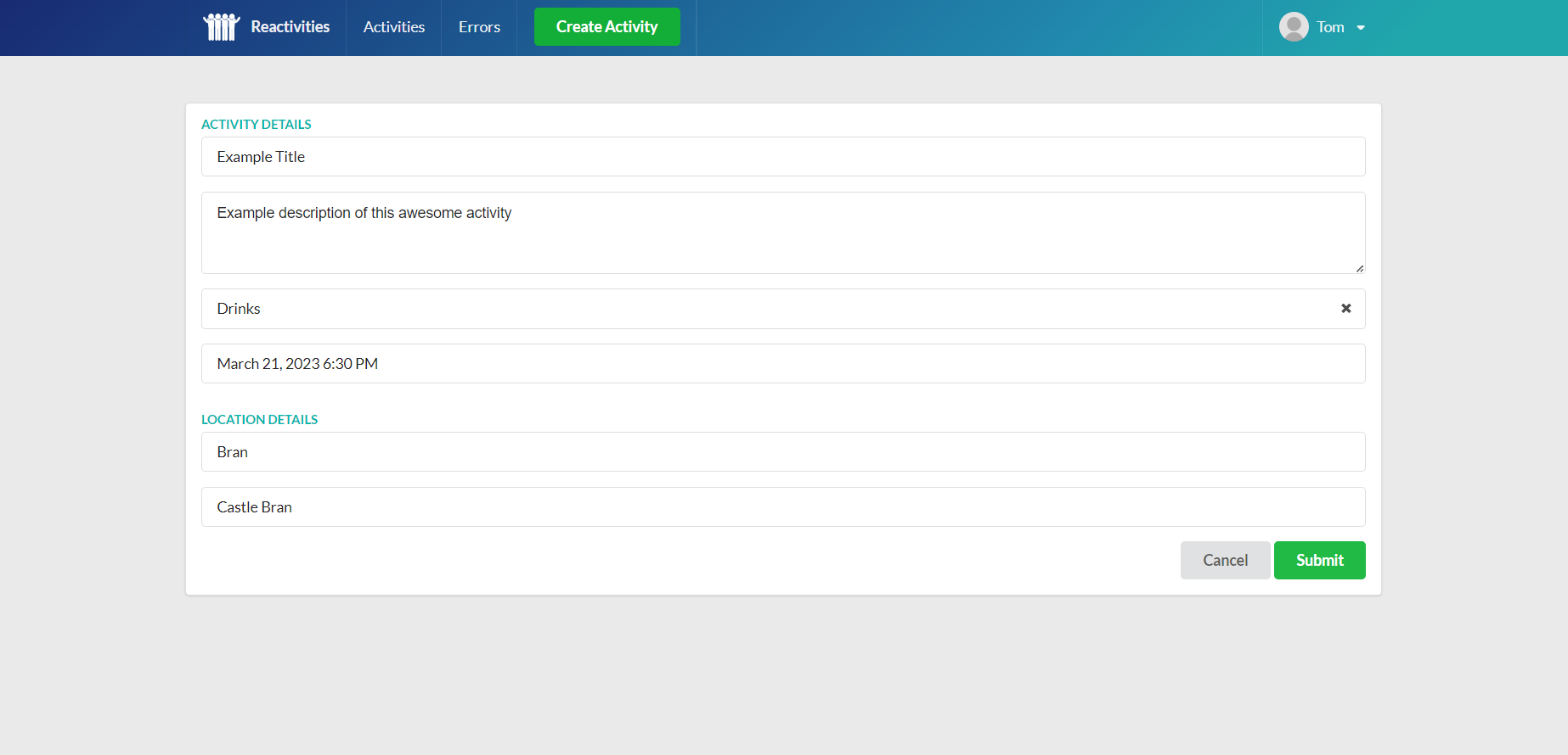 GitHub - TomaBucur/Reactivities