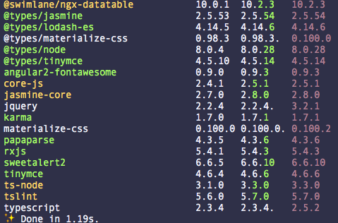 Extraneous dots in "yarn outdated" output · Issue #4395 · yarnpkg/yarn · GitHub