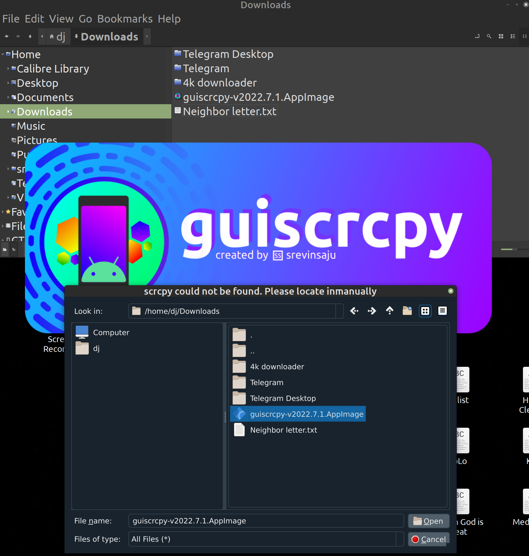 AppImage report this issue · Issue #346 · srevinsaju/guiscrcpy · GitHub
