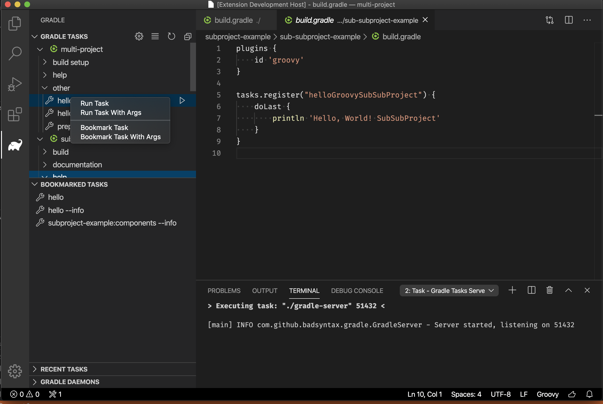 Create "Recent Tasks" feature and treeView · Issue #450 · microsoft/vscode-gradle · GitHub
