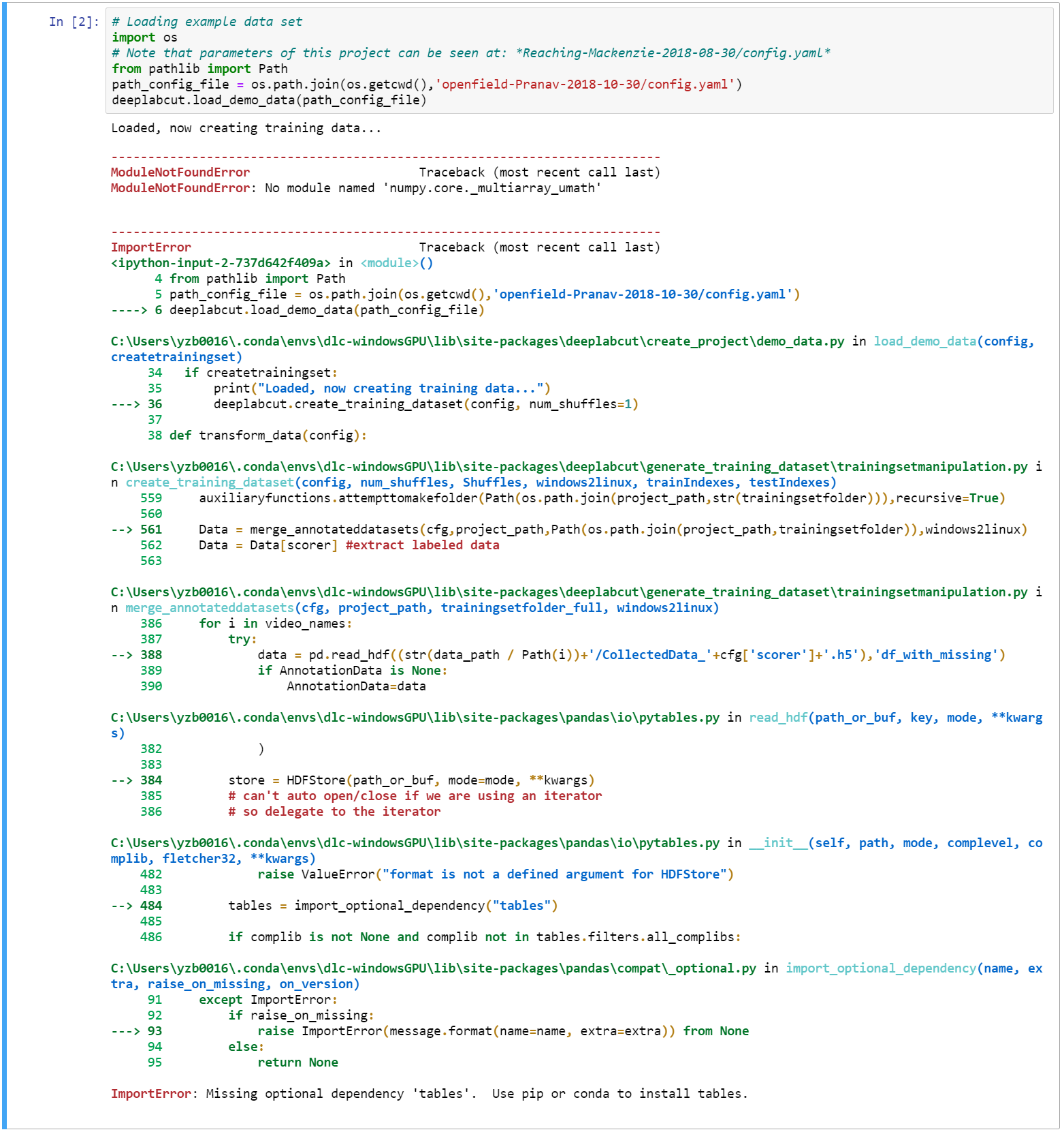 Missing Optional Dependency Tables · Issue 431 · Deeplabcutdeeplabcut · Github