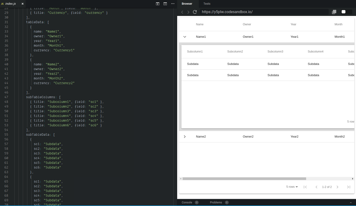 Nested MaterialTable · Issue #224 · mbrn/material-table · GitHub