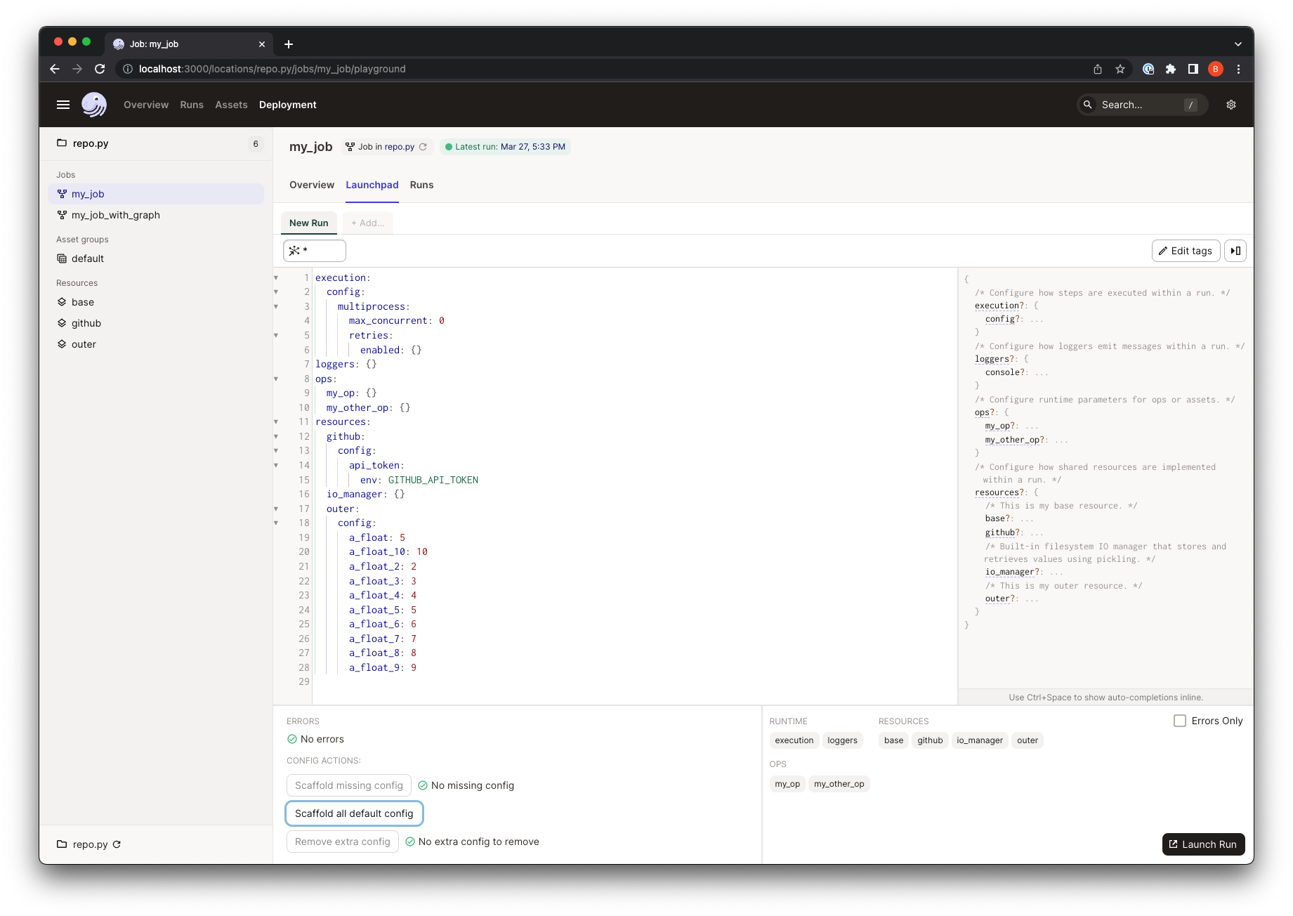 Launchpad Scaffold Config Even If Default Values Exist · Issue 12538 · Dagster Iodagster · Github 