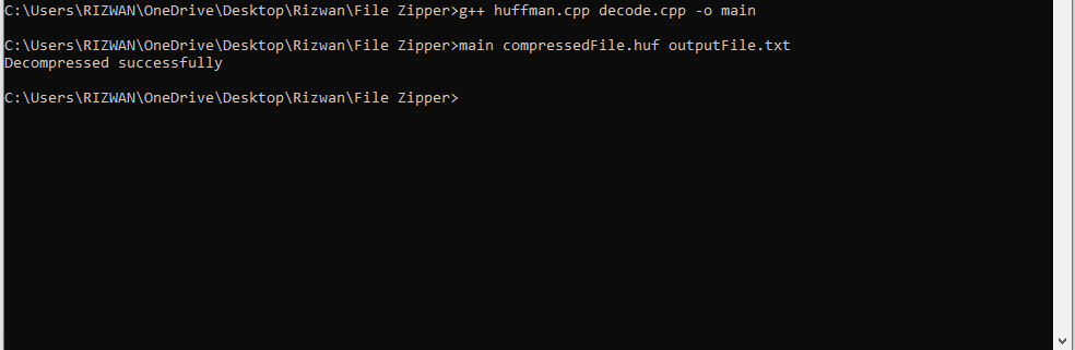 GitHub - rizwanahmedit23/File-Zipper: C++ program to compress and decompress a text file.