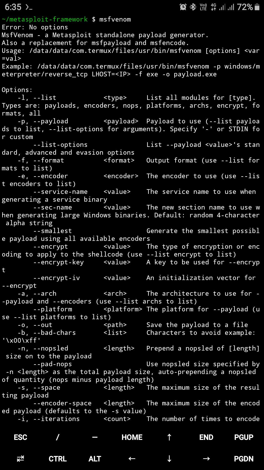 Msfvenom · Issue #9 · efxtv/Install-Metasploit-Framework-6-in-Termux · GitHub