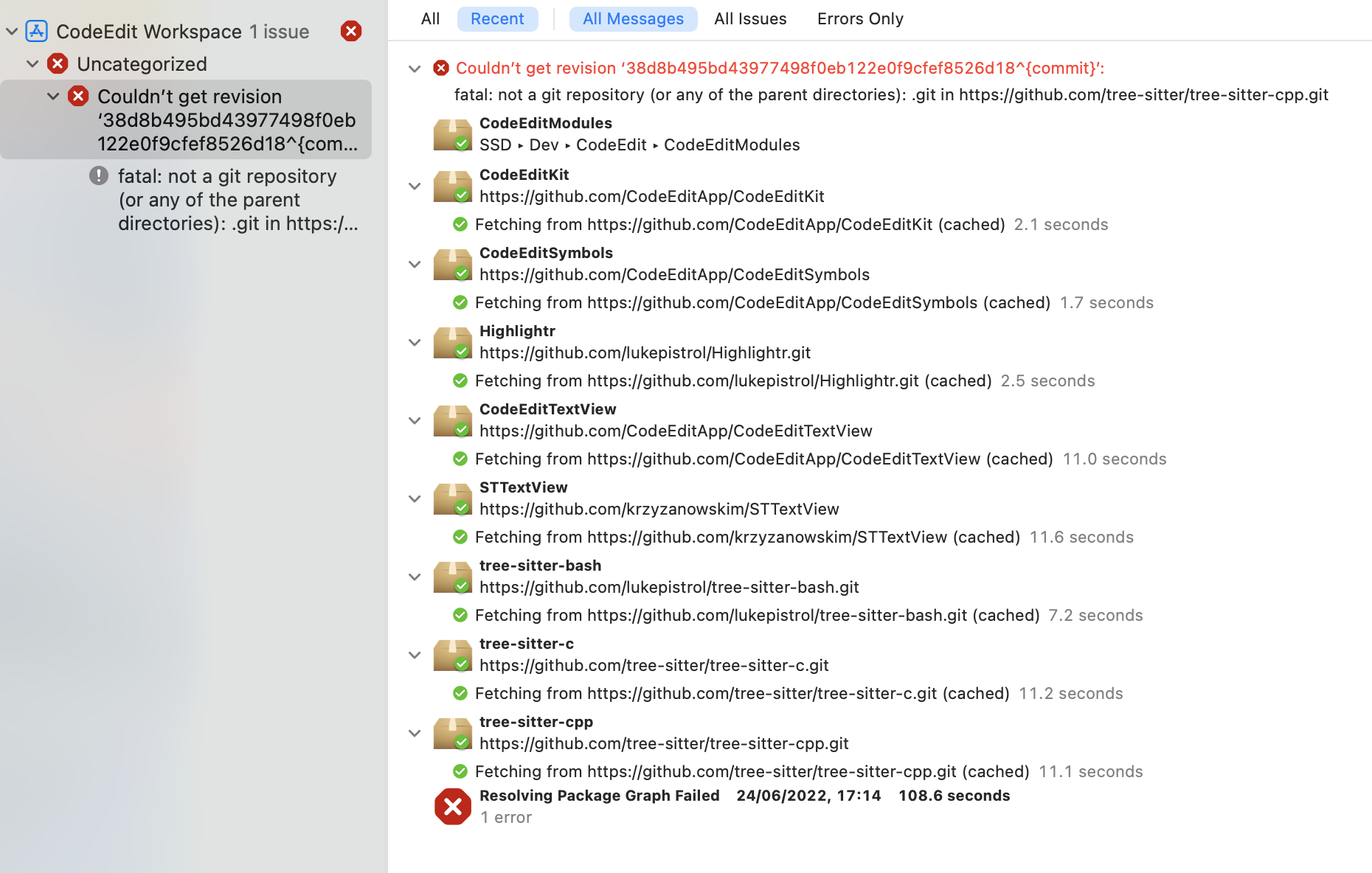🐞 fatal: not a git repository … tree-sitter/tree-sitter-cpp.git · Issue #675 · CodeEditApp ...
