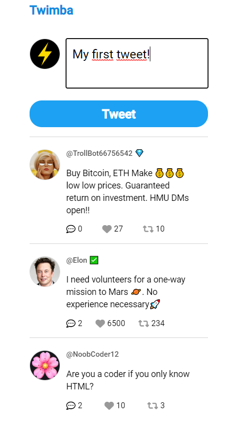 GitHub - ebrarhosgul/Twitter-Clone: A JavaScript application that includes the basic functions ...