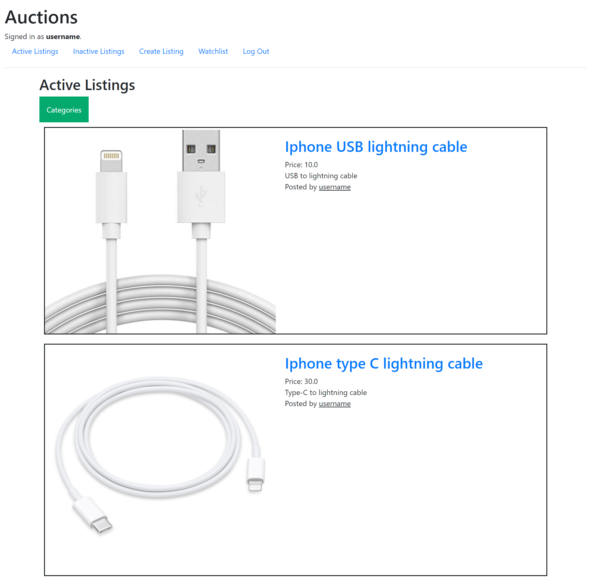 GitHub - eduymil/CS50W-Commerce: An eBay-like e-commerce auction site ...