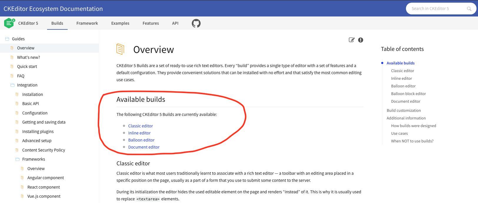 [Docs] Missing balloon block in the builds list · Issue #1810 · ckeditor/ckeditor5 · GitHub