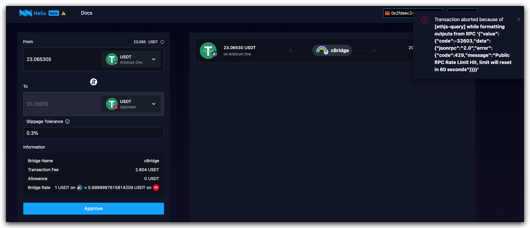 Approve USDT (Arbitrum One) Failure · Issue #198 · helix-bridge/helix-ui · GitHub