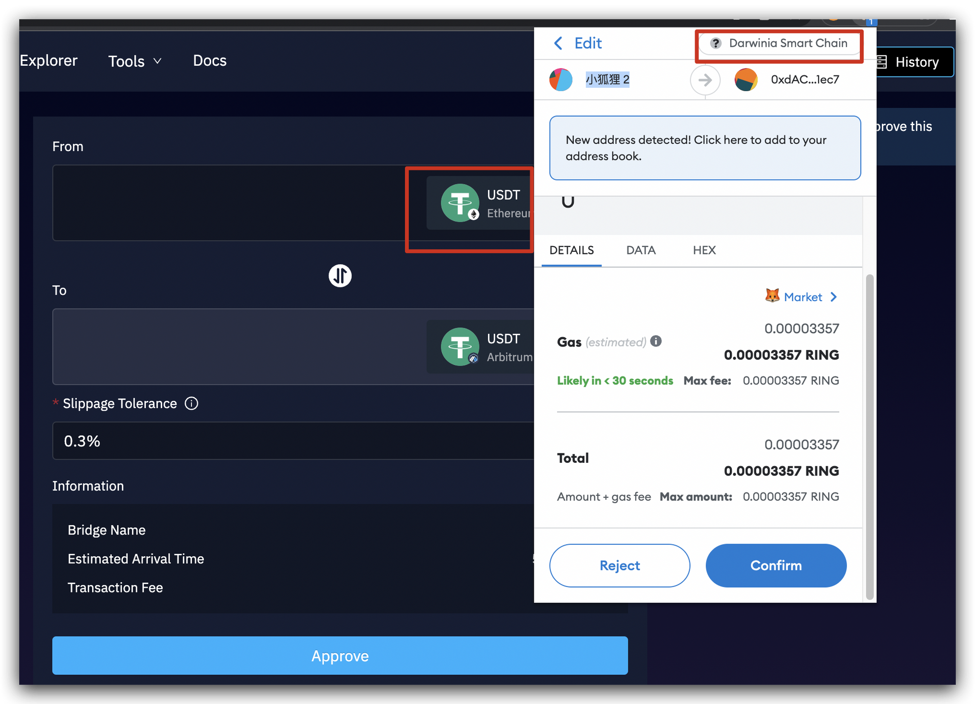 prompt to switch to the correct network first before approving tokens when user's wallet is ...