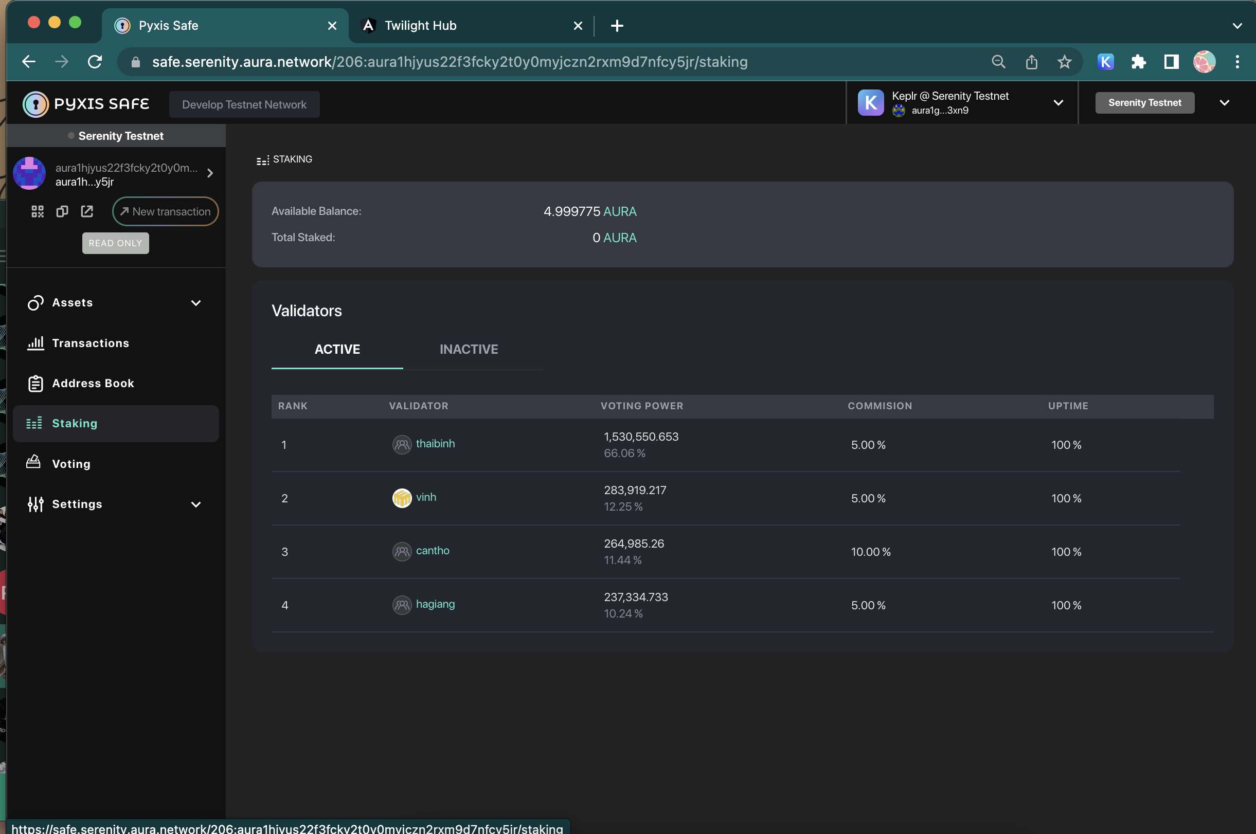 [Aura-Safe][Staking] Block staking function when the safe in read-only mode · Issue #253 · aura ...