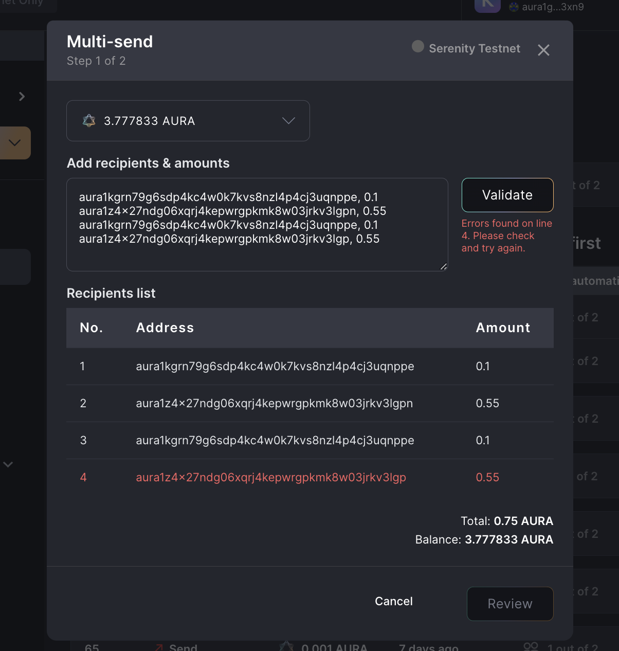 [Aura-Safe][Multisig Tx] Multi-send msg to wallet · Issue #220 · aura-nw/Aura-Safe · GitHub