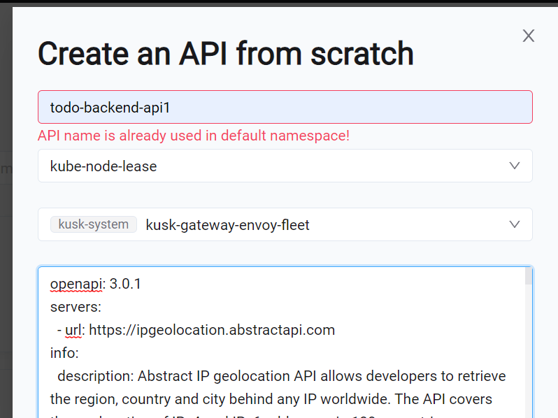 Error Message Remains When Another Namespace Is Selected · Issue 583 · Kubeshopkusk Gateway 3138