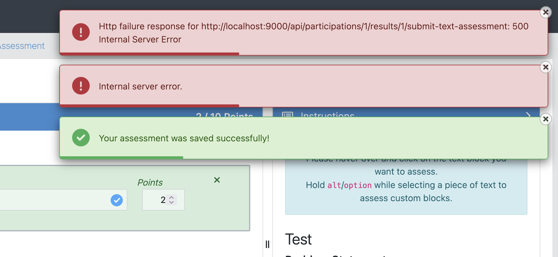 Error when saving & submitting text exercise assessment · Issue #4962 ...