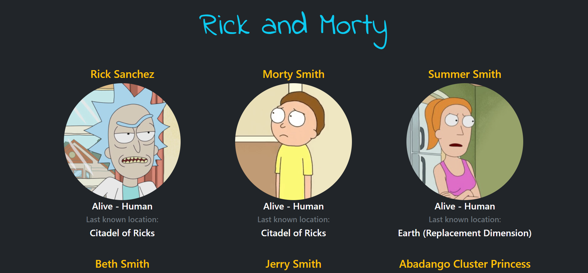 GitHub - Bagse/characters-rick-and-morty: Characters Rick and Morty - React