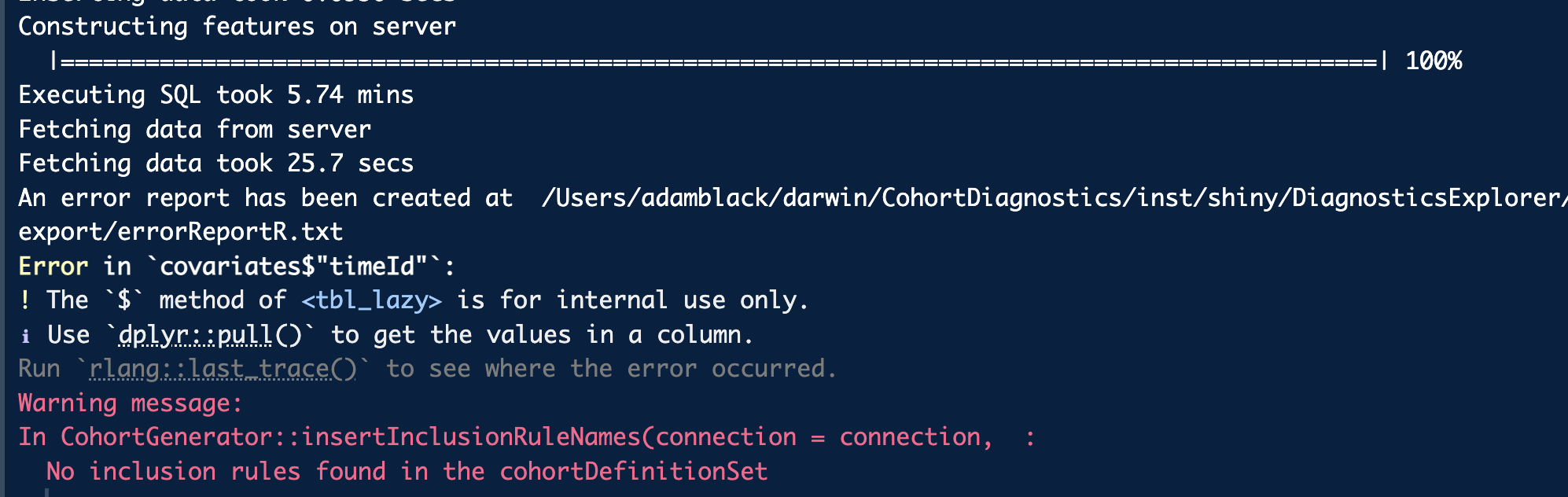 Error running cohort diagnostics on Eunomia · Issue #1072 · OHDSI/CohortDiagnostics · GitHub
